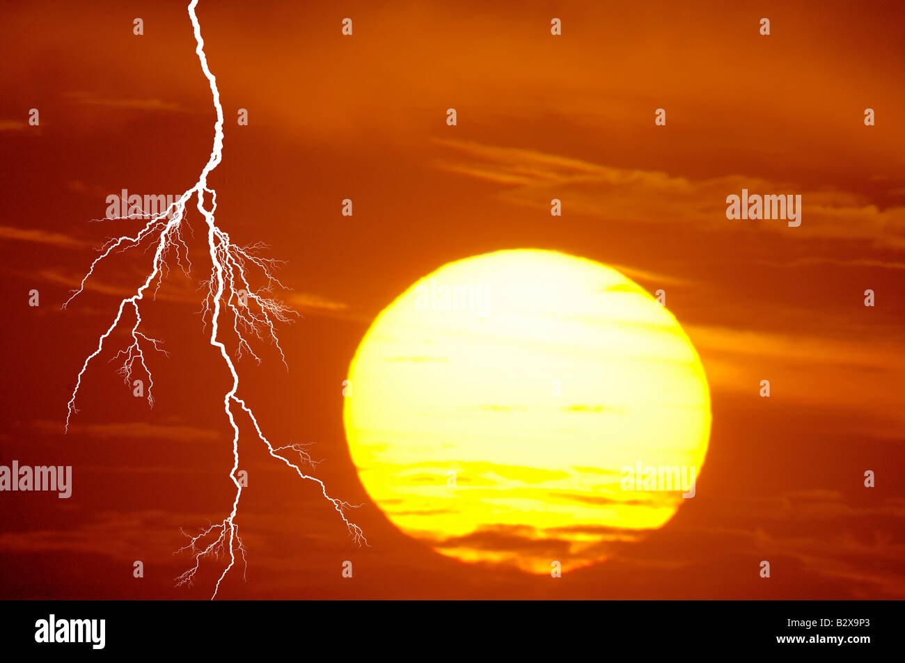 distant lightning bolt and sunset Stock Photo - Alamy