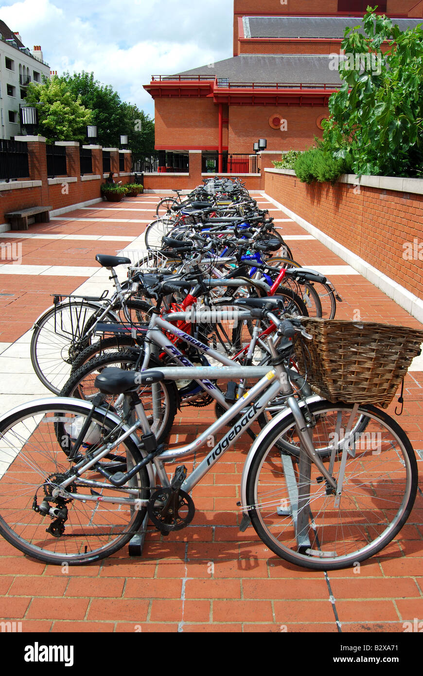 Bicycle rank on concourse, The British Library, Euston Road, Camden ...