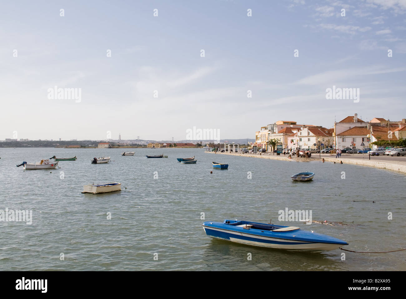 Seixal city entrance, and Seixal Bay view. Setubal, Portugal Stock ...