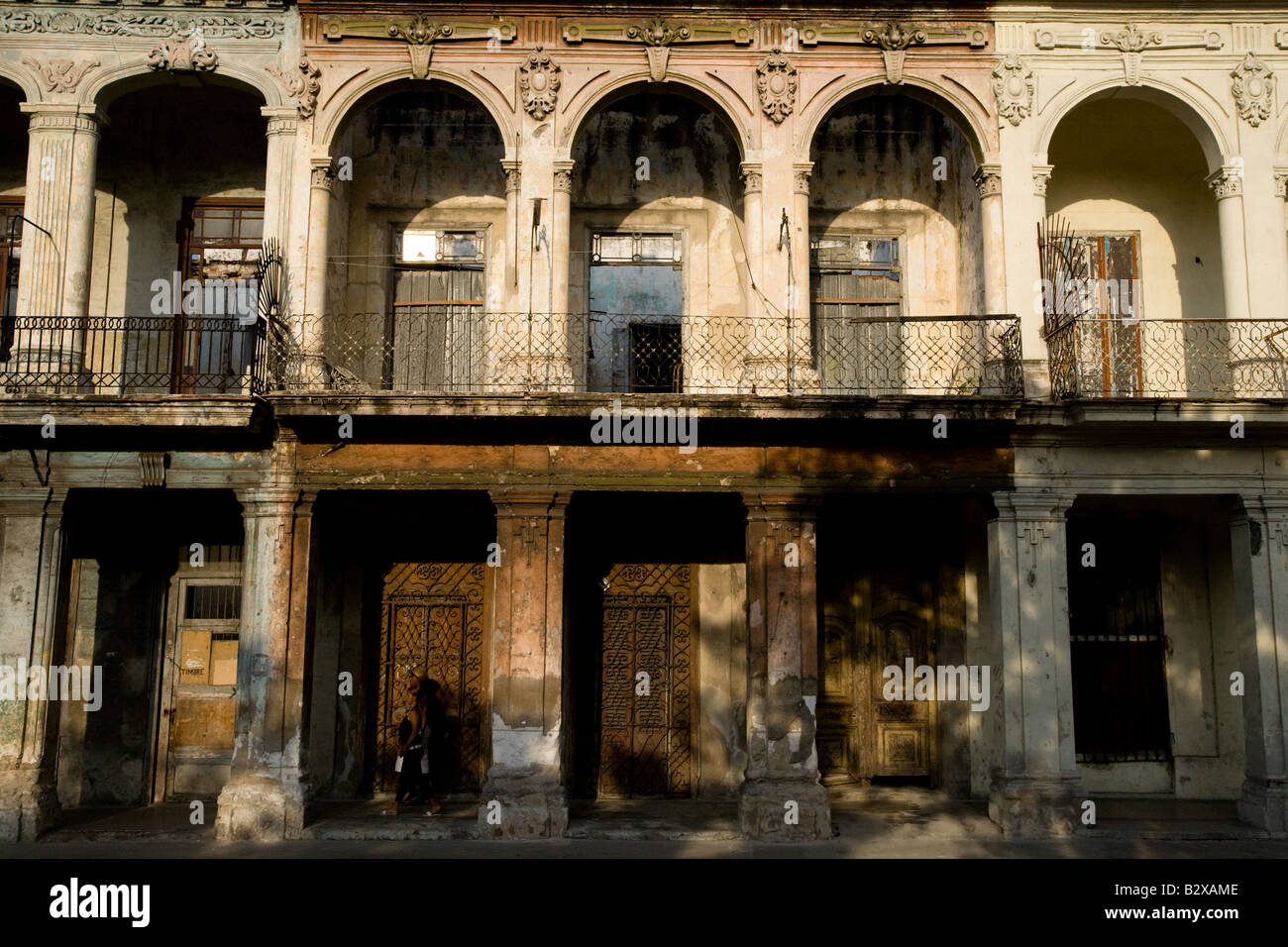 Run down colonial buildings in Old Havana Cuba on Sunday June 29 2008 ...