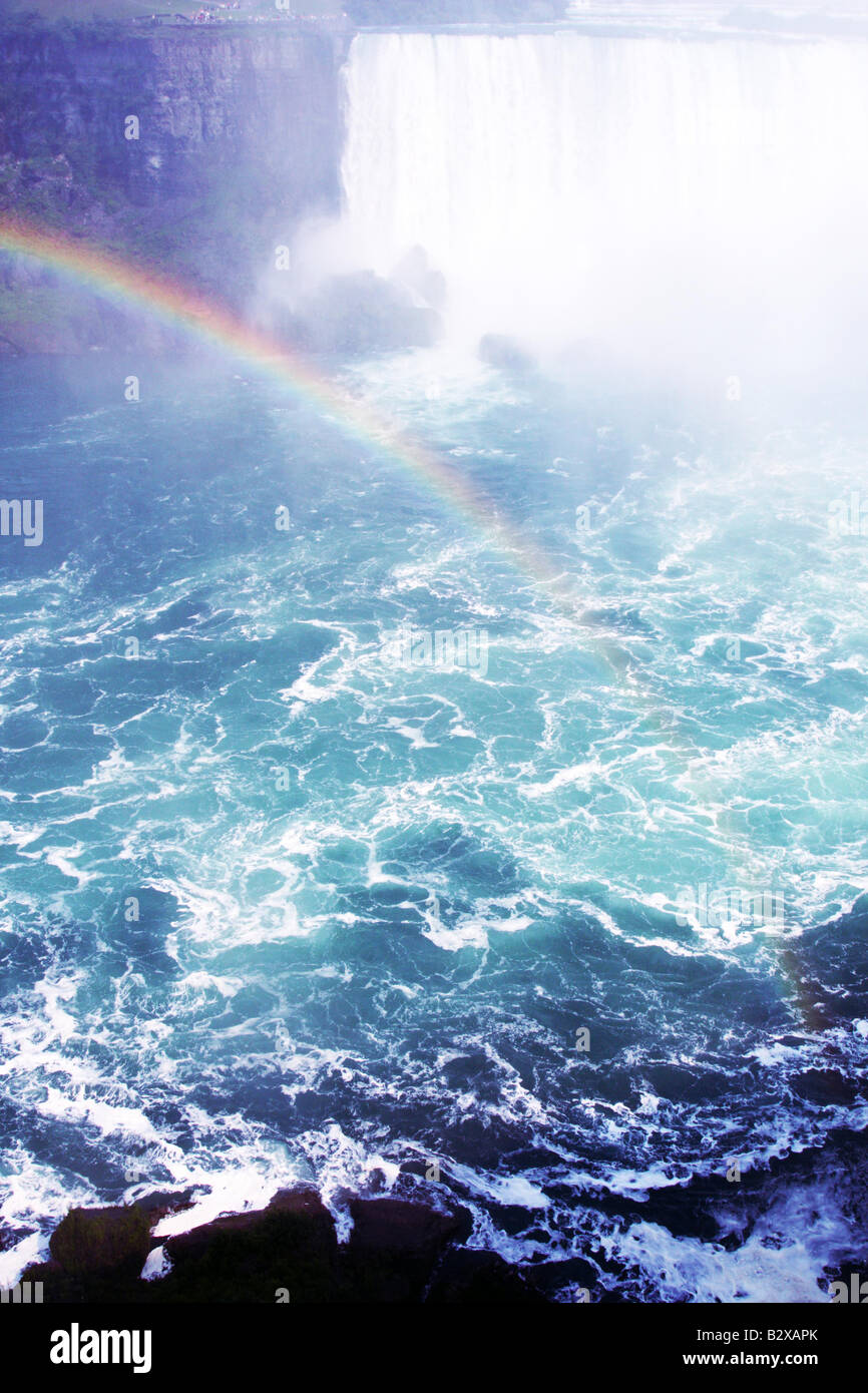 Rainbow over Niagara River near Horseshoe Falls in vertical form Stock ...