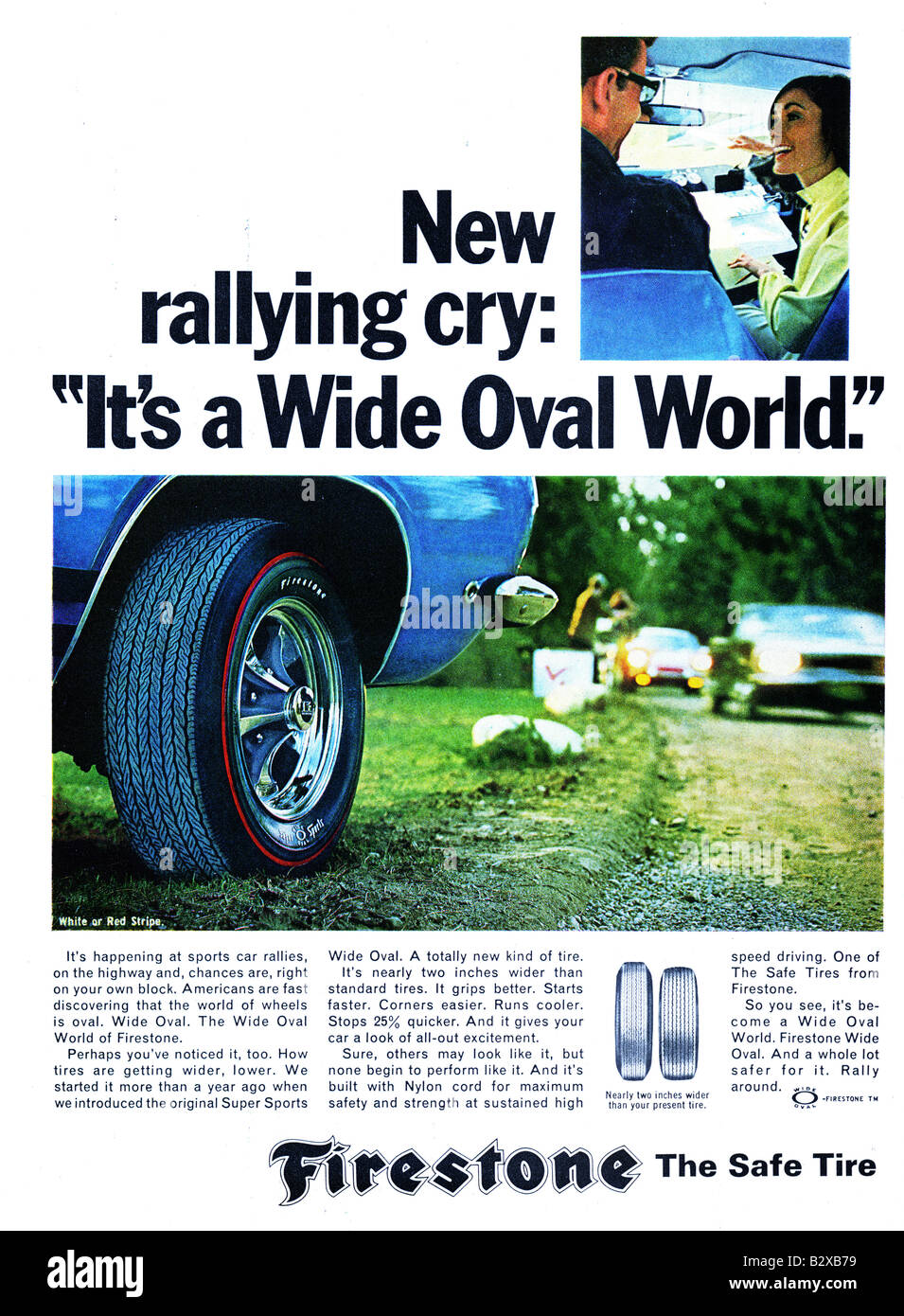 1968 advertisement for Firestone Tires Tyres . FOR EDITORIAL USE ONLY Stock Photo - Alamy