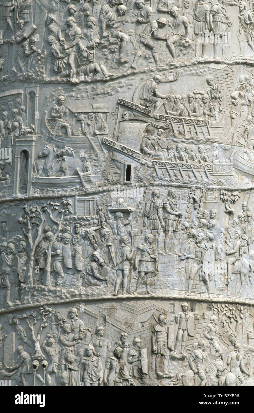Detail of bas relief carvings on the Trajan's Column in Rome Italy ...