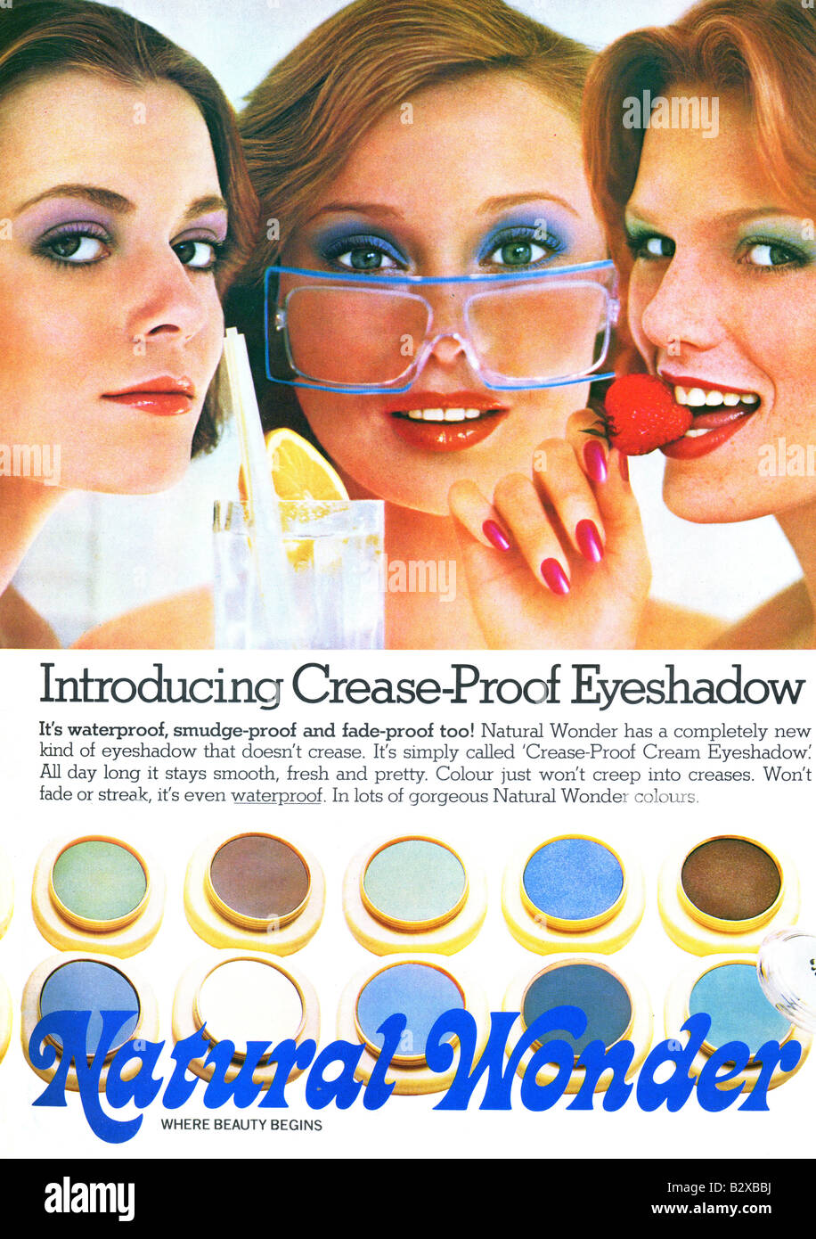 1975 advertisement for Natural Wonder Crease-Proof Eye Shadow. FOR ...