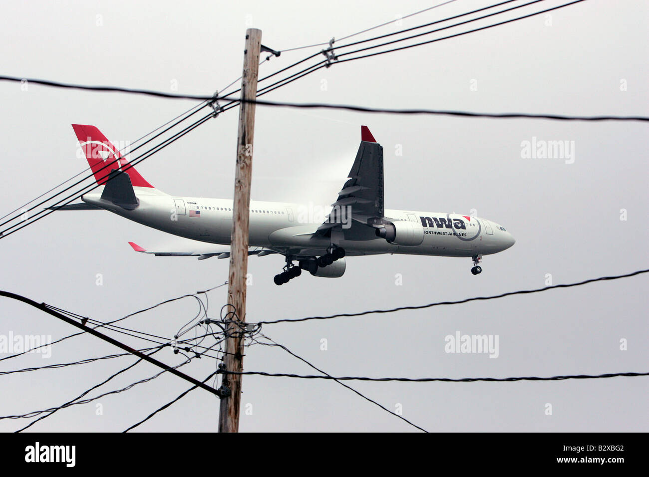 Jet plane lands, Logan International Airport, Boston, Massachusetts ...
