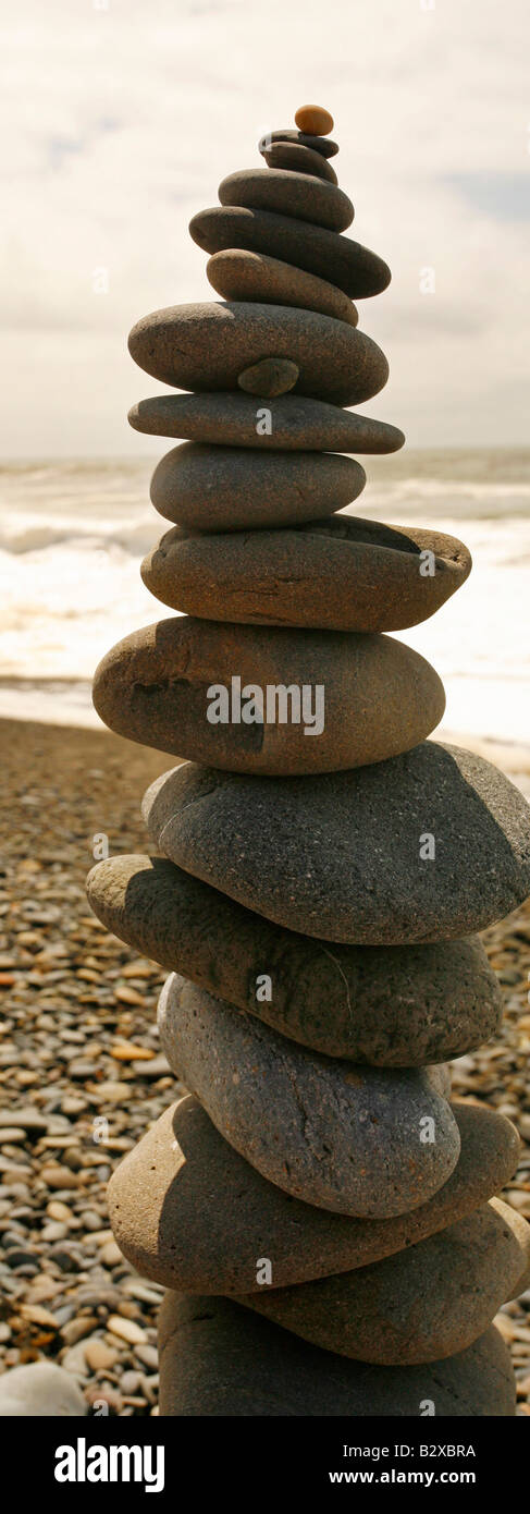 Stack of rocks (cairn) on Rialto Beach Olympic National Park, Pacific ...