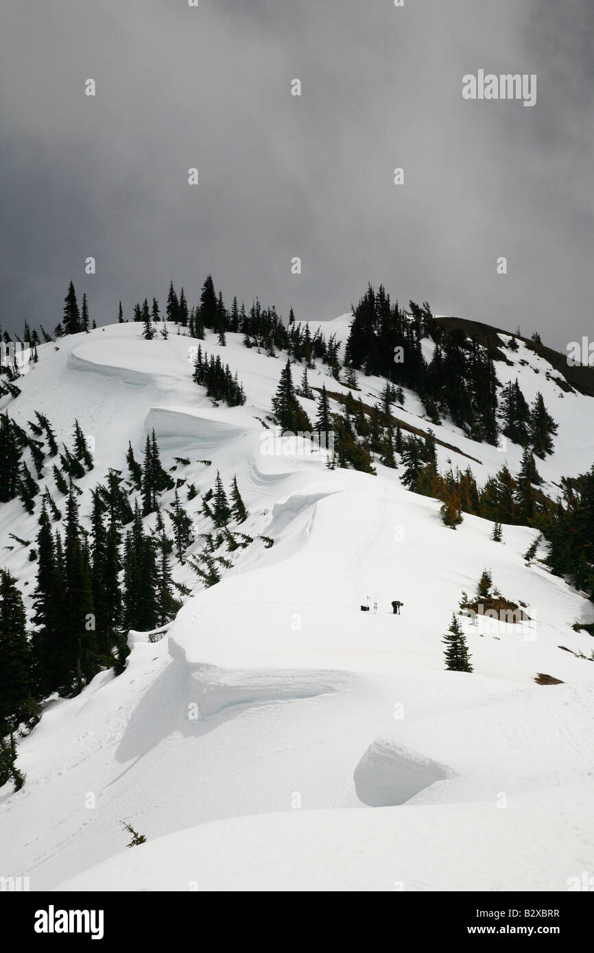 Backcountry skiing along Hurricane Ridge in winter, headed towards ...
