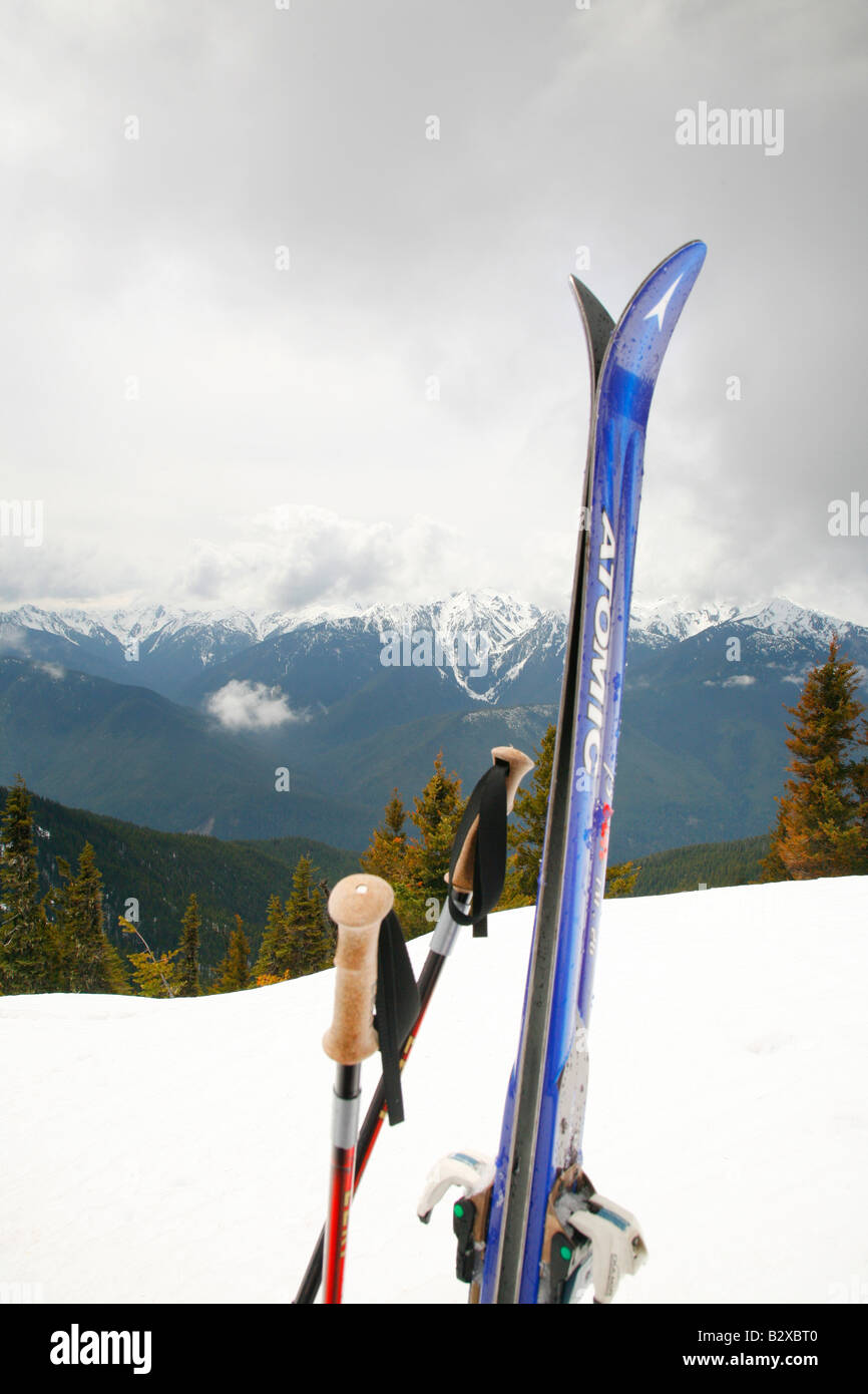 Backcountry skiing along Hurricane Ridge in winter, headed towards ...
