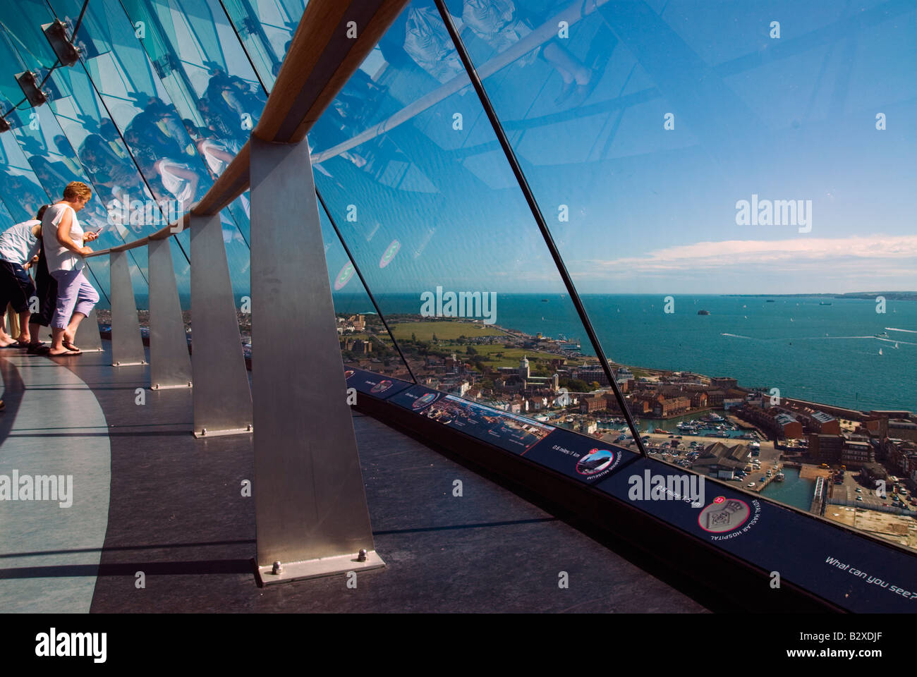 A view from inside the Spinnaker Tower viewing platform, Gunwharf Quays ...
