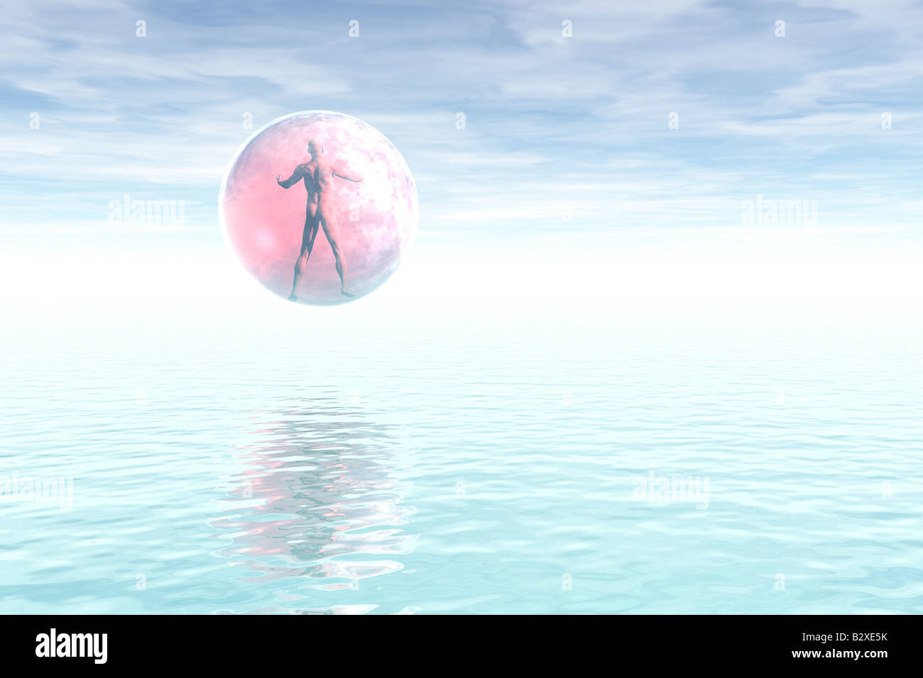 Man in a floating sphere Stock Photo - Alamy