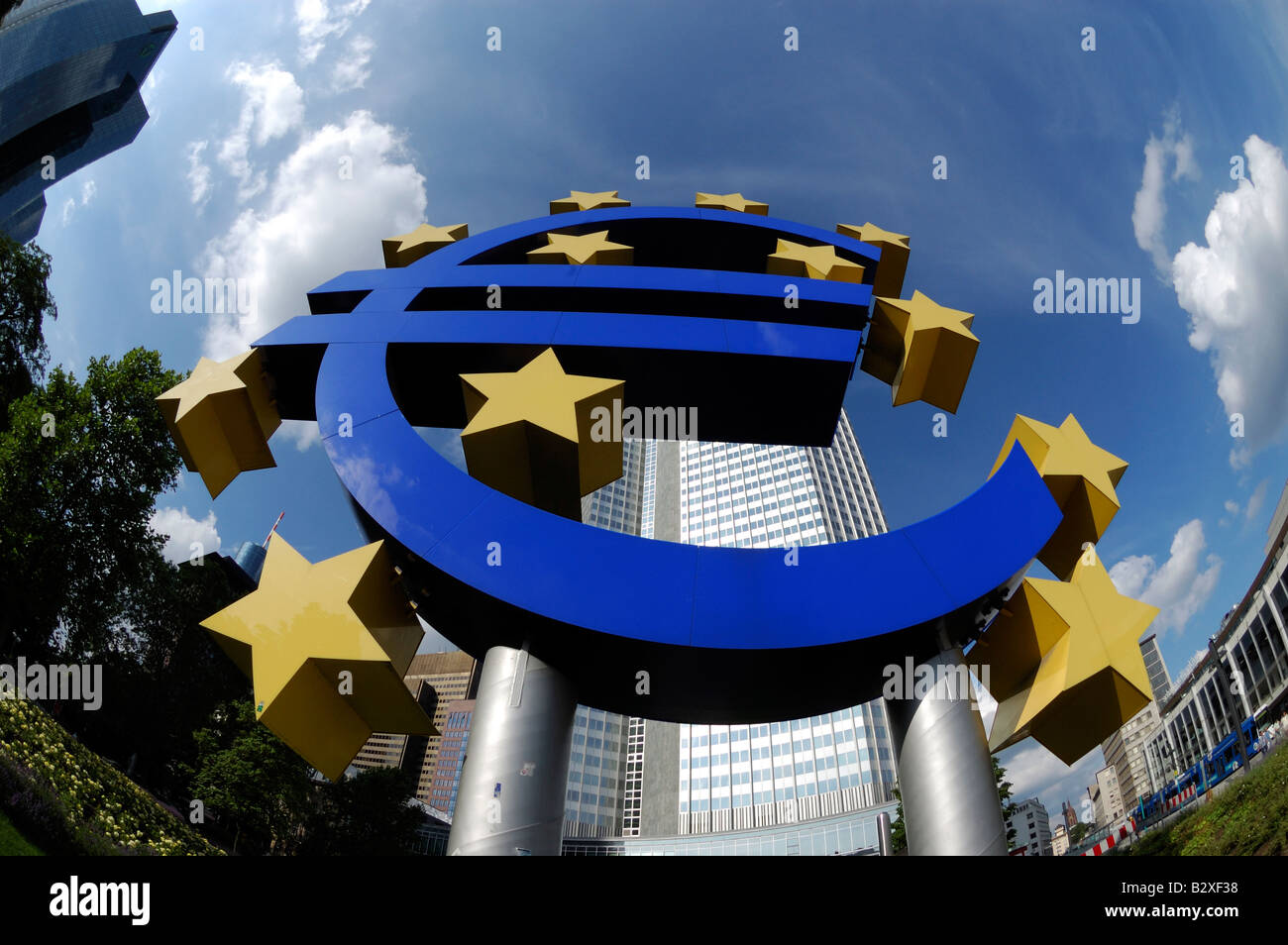 European Central Bank Headquarters with euro symbol, Frankfurt Stock ...