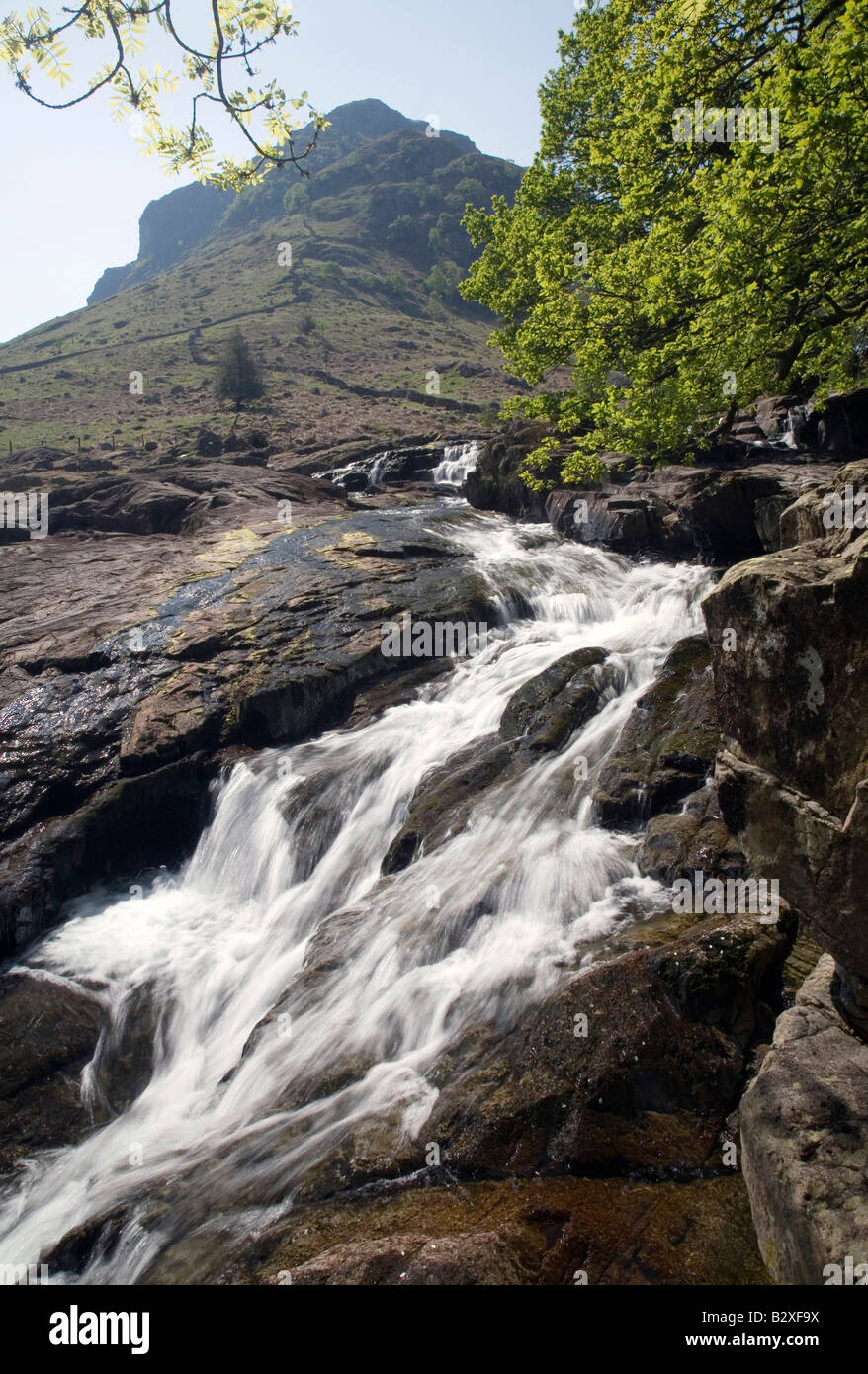 Langstrath Beck Eagle Crag in distance near Stonethwaite Lake District ...