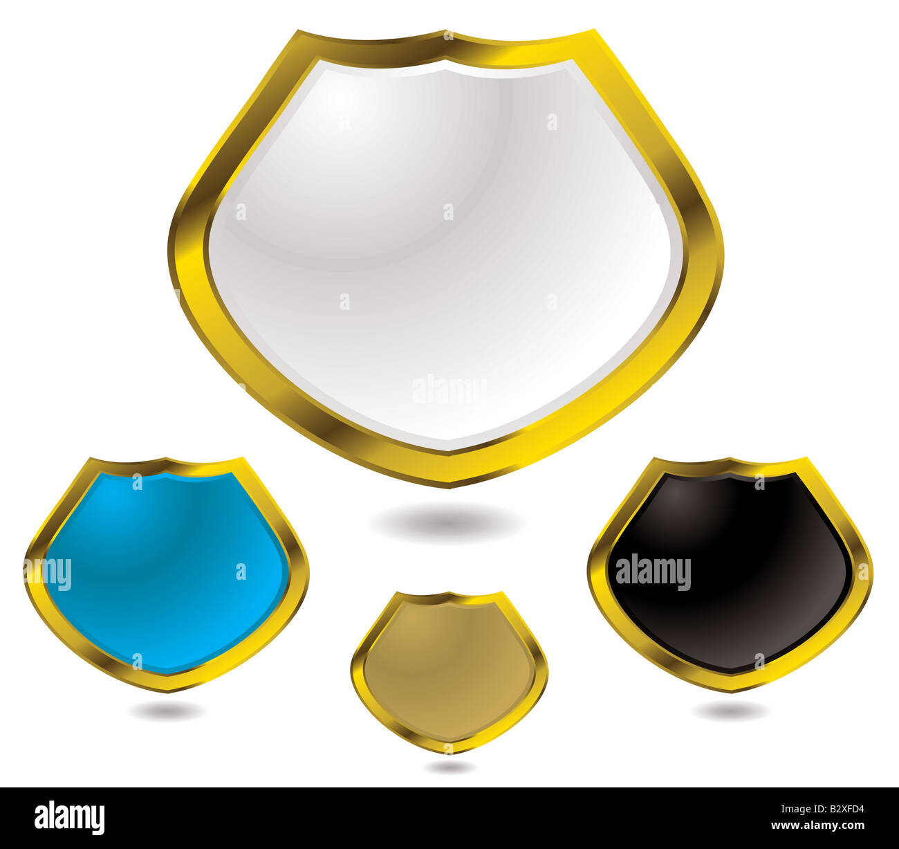 Collection of four modern shields with a drop shadow Stock Photo - Alamy