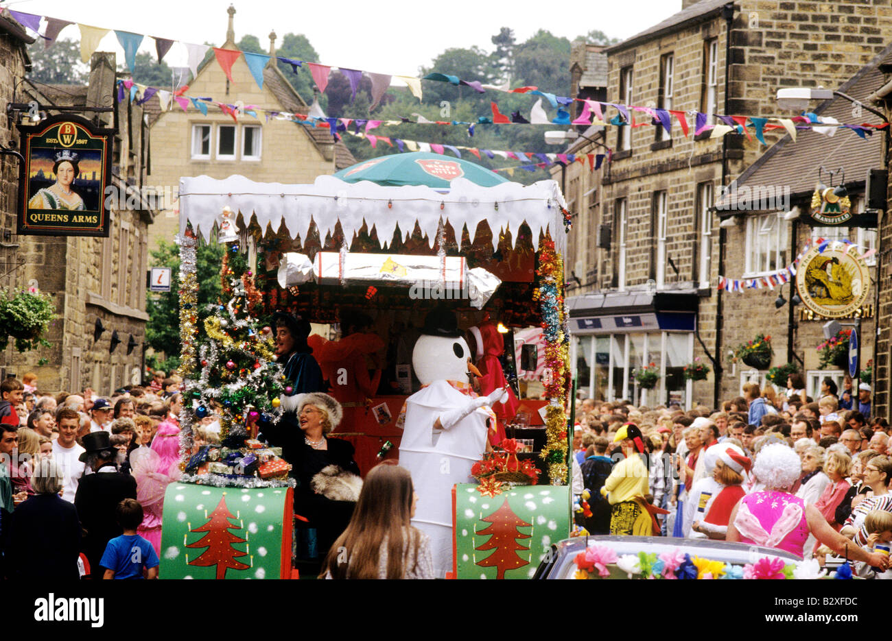 Bakewell Festival annual street carnival Derbyshire decorated floats ...