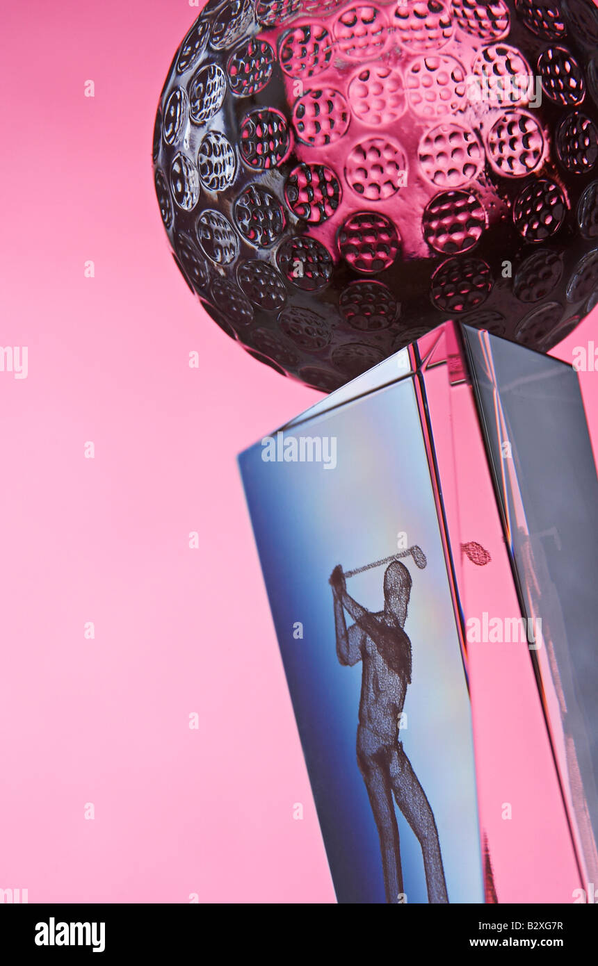 Glass golf trophy Stock Photo - Alamy