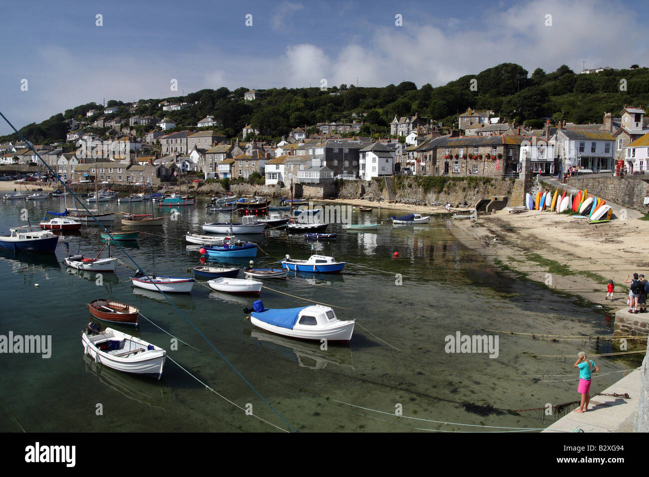 The historic fishing village of Mousehole in Cornwall in England Stock ...