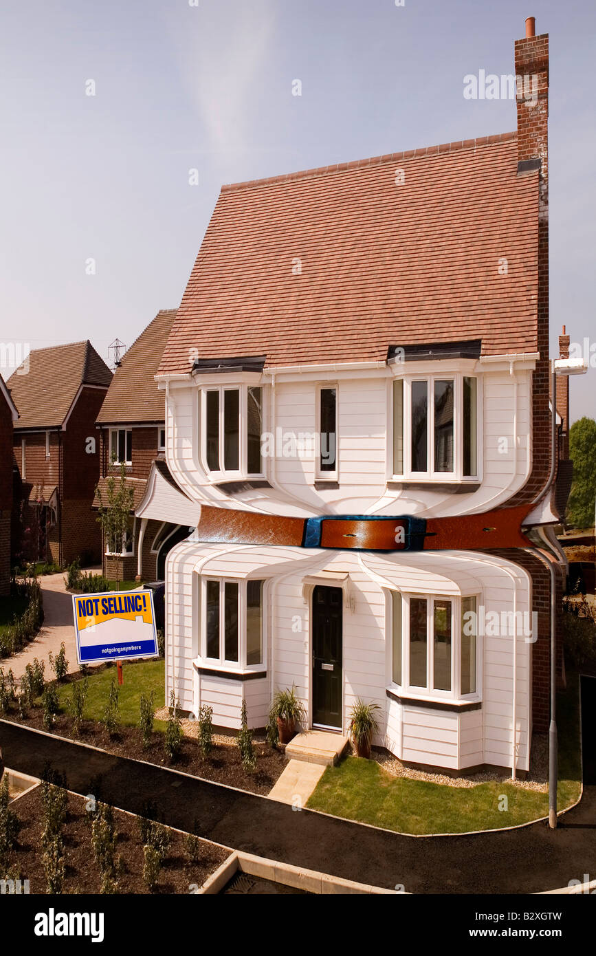 A modern house showing the housing squeeze Stock Photo - Alamy
