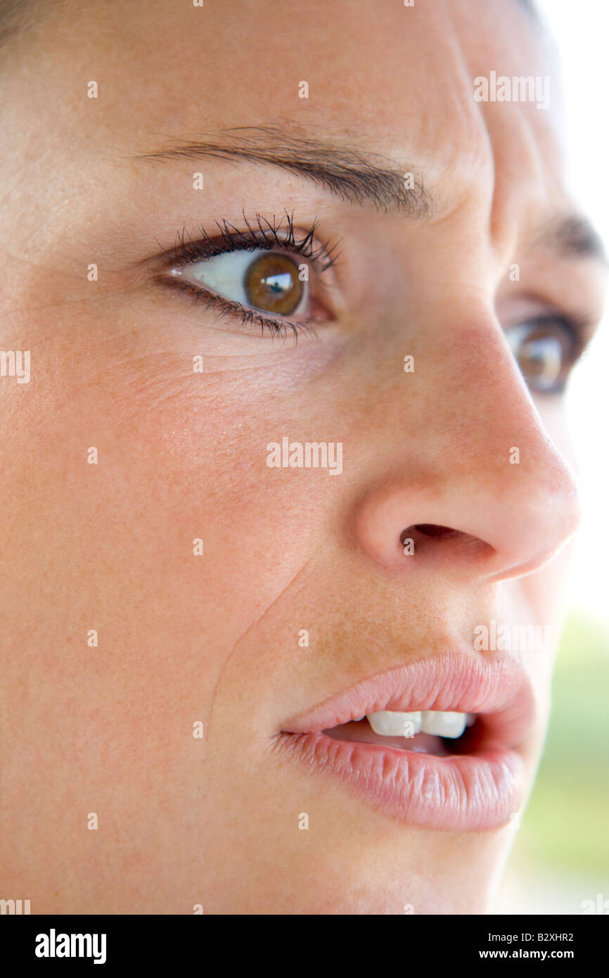 Head shot woman scowling hi-res stock photography and images - Alamy