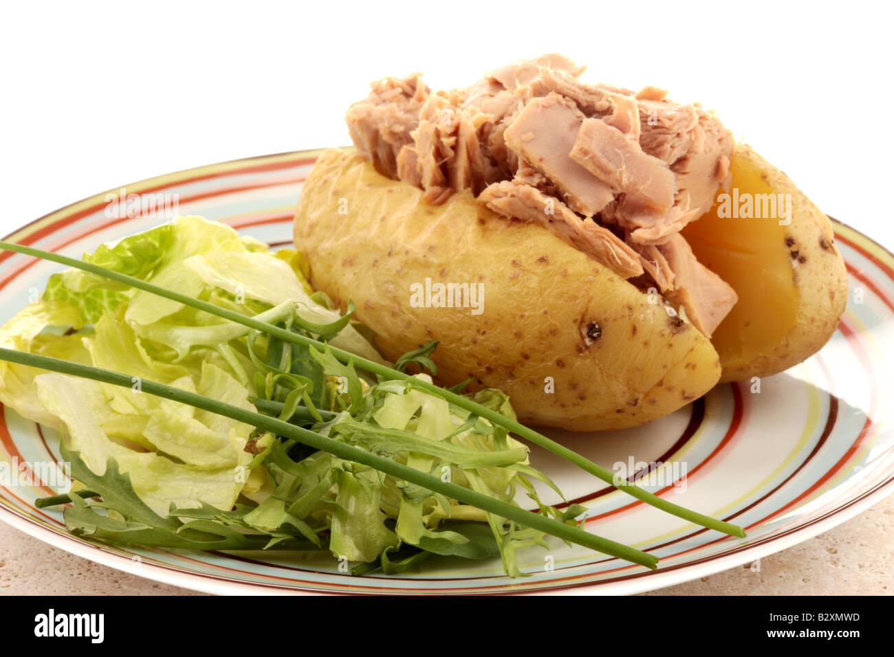 Freshly Baked Jacket Potato With Tuna Fish Filling And A Green Salad ...