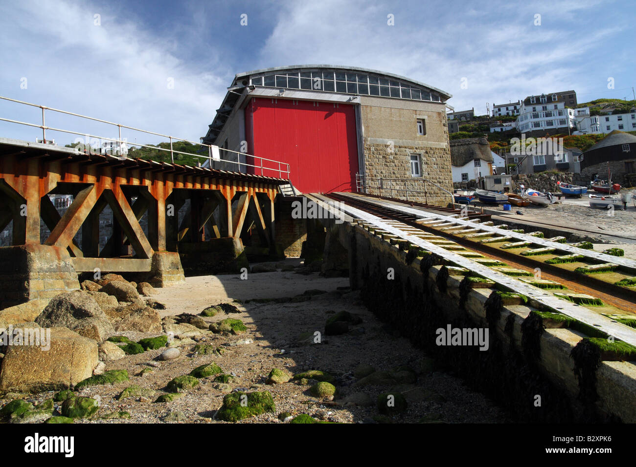 The RNLI lifeboat station at Sennen Cove in Cornwall in England Stock ...