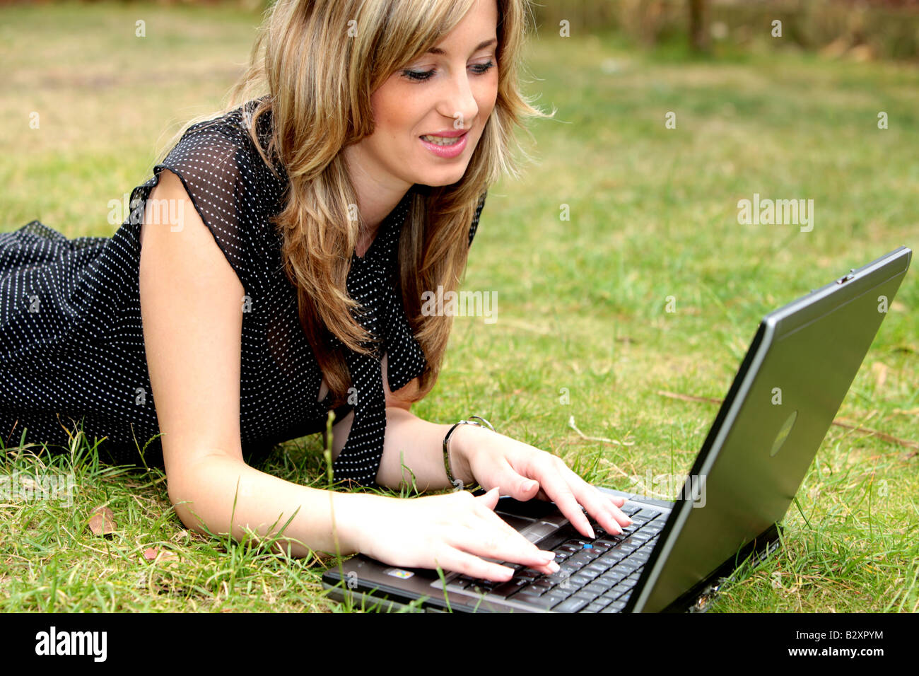 Young Woman Using Laptop Model Released Stock Photo - Alamy