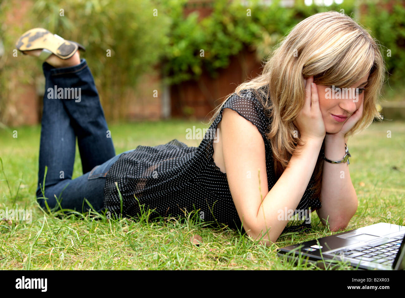 Young Woman Using Laptop Model Released Stock Photo - Alamy