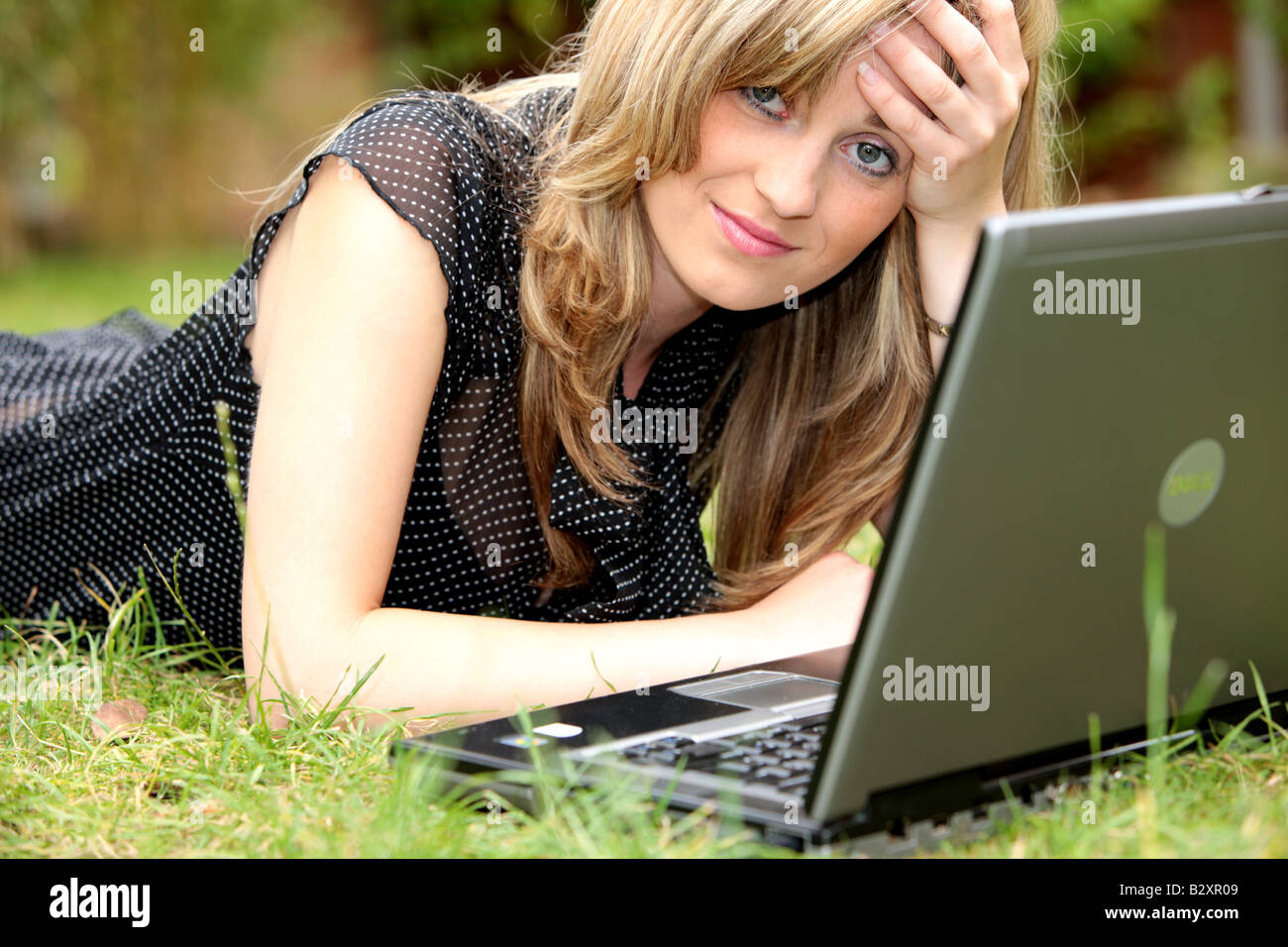Young Woman Using Laptop Model Released Stock Photo - Alamy