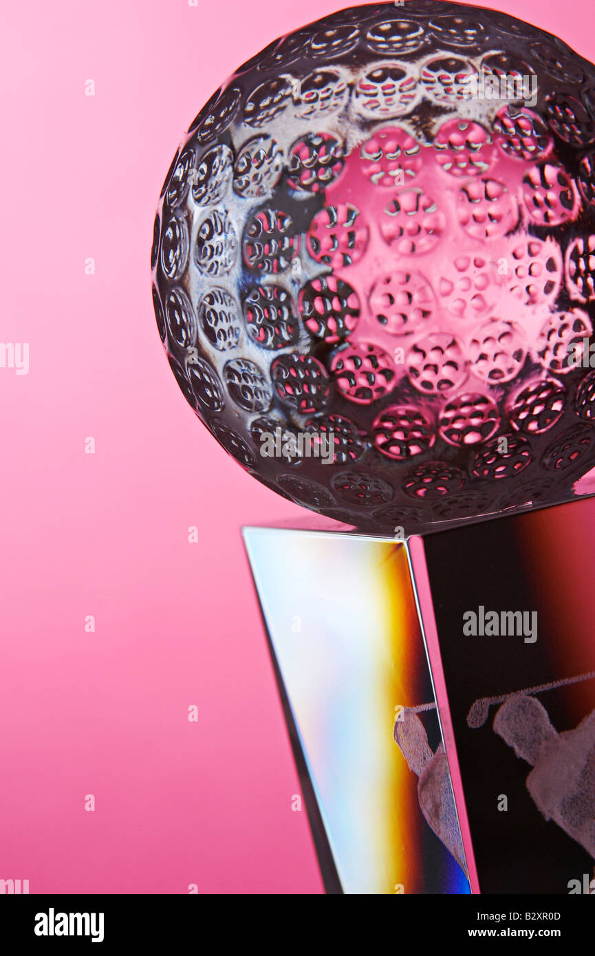 Glass golf trophy Stock Photo - Alamy