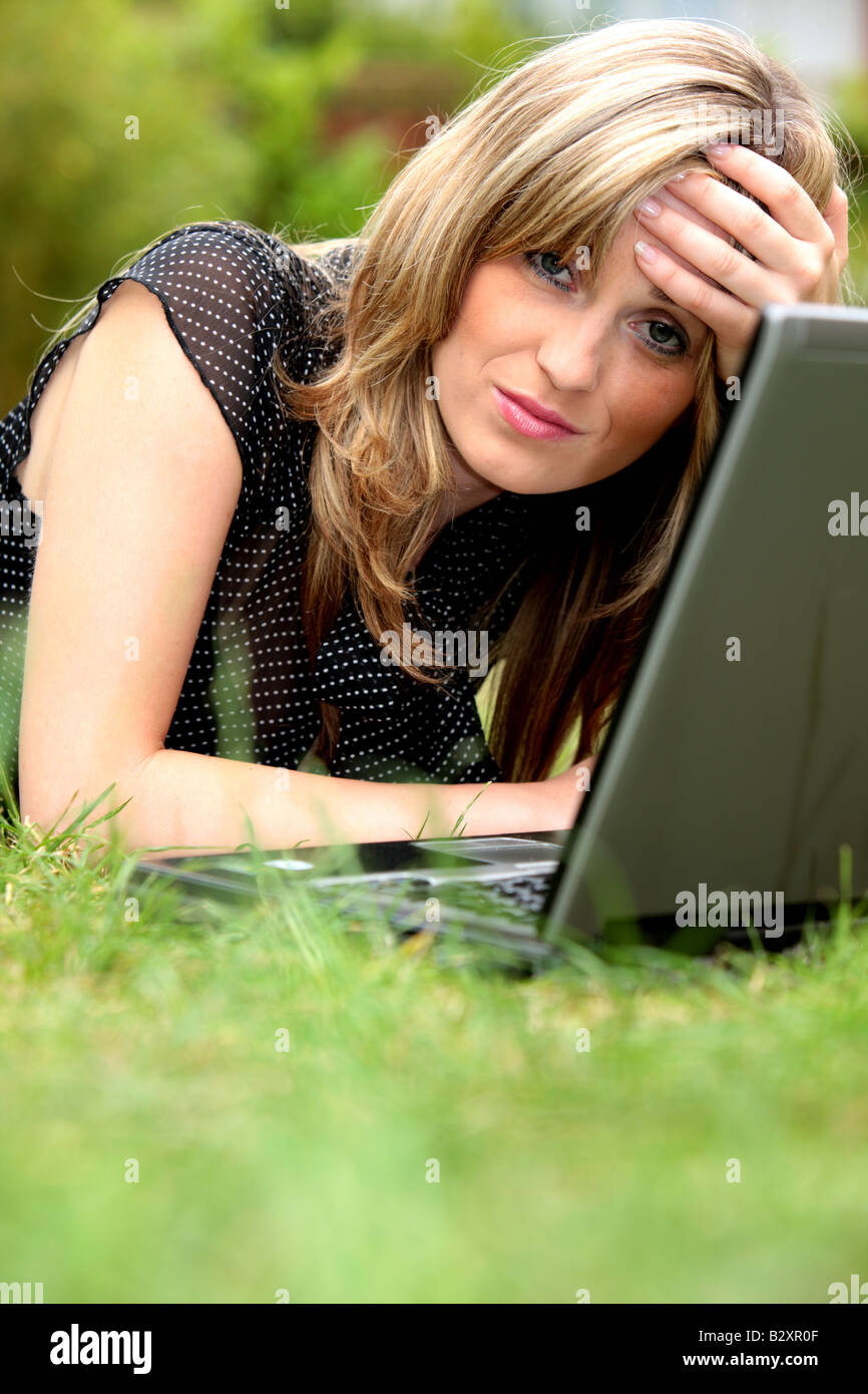 Young Woman Using Laptop Model Released Stock Photo - Alamy