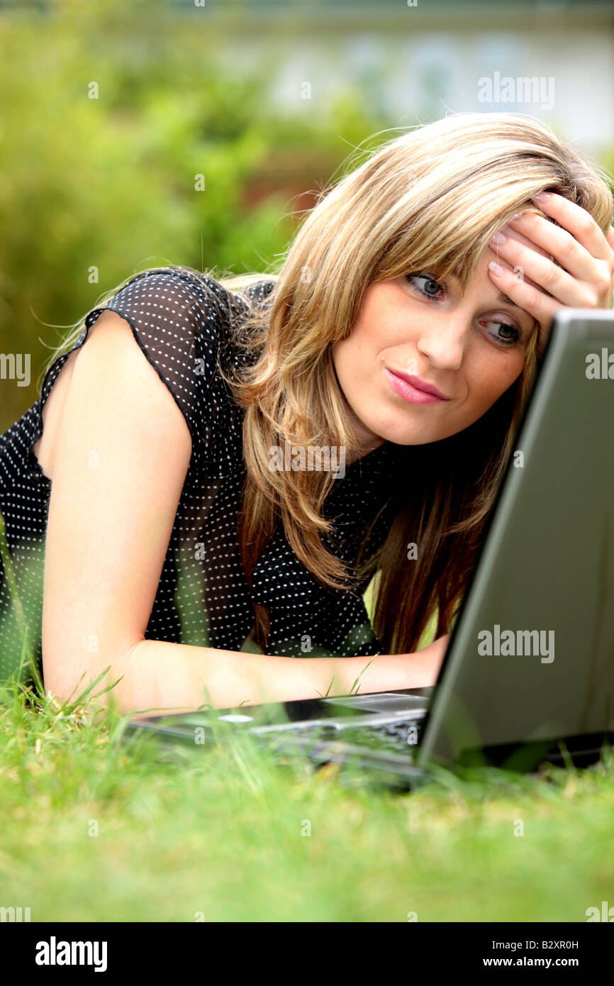 Young Woman Using Laptop Model Released Stock Photo - Alamy