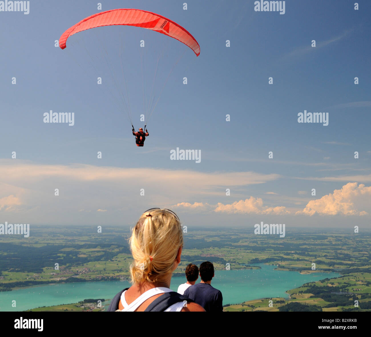Paraglider taking off from hill in Bavaria, Germany Stock Photo - Alamy