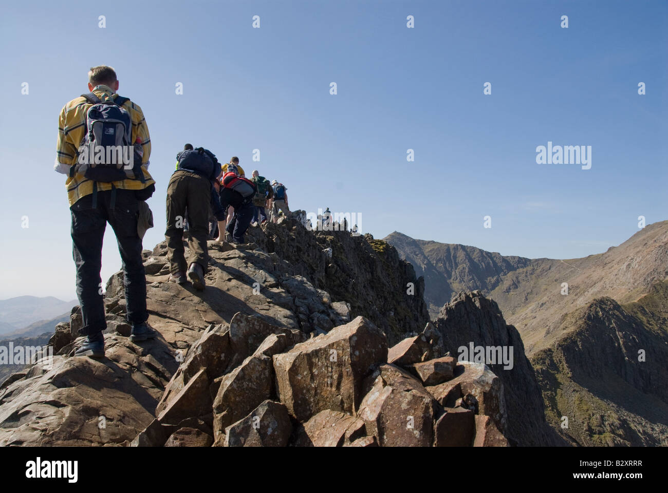 Crowds on Crib Goch Stock Photo - Alamy