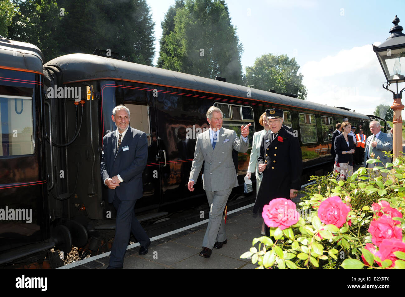 Prince Charles arrives at Arley Station Worcestershire on the Severn ...