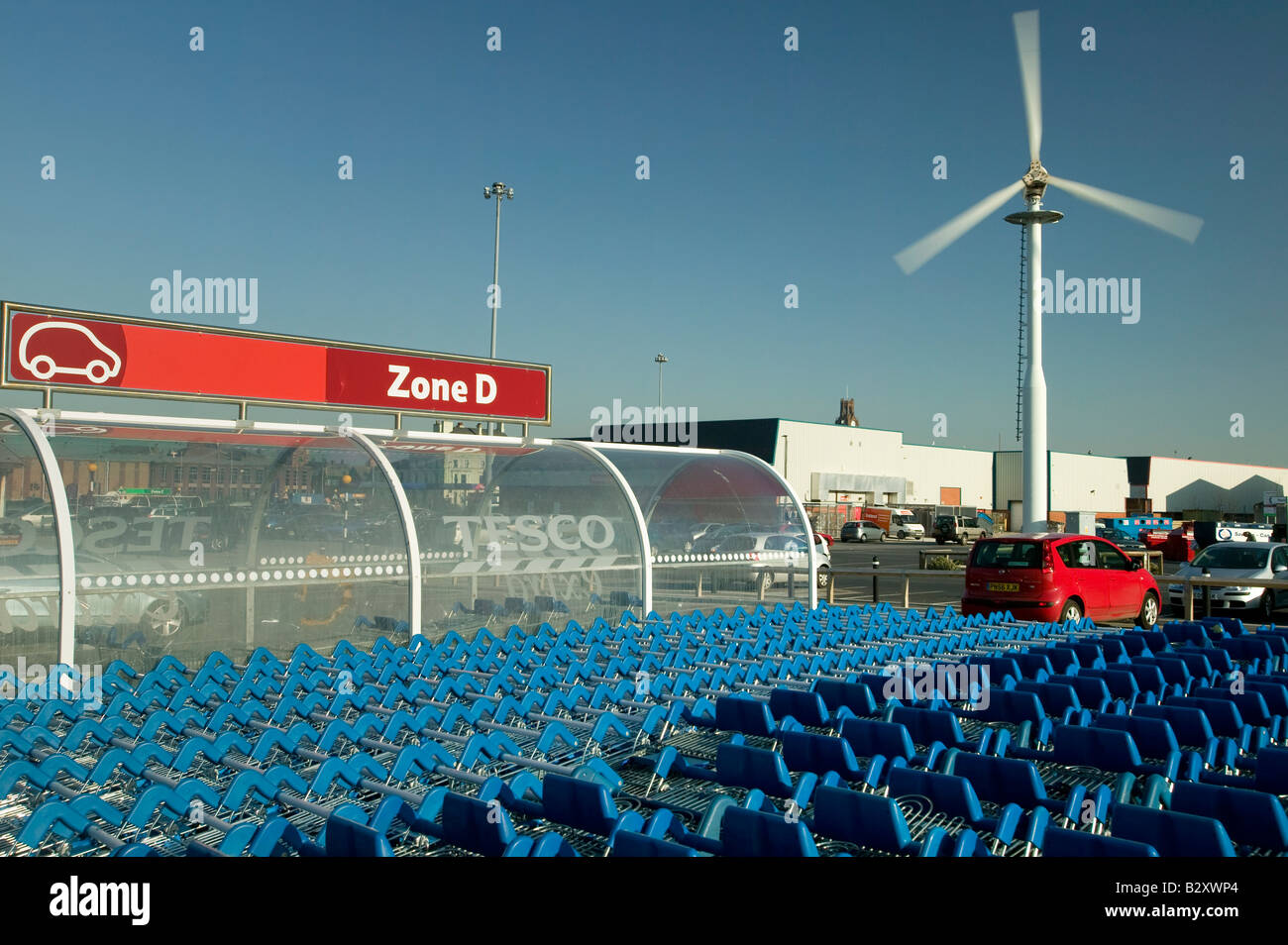 Tesco supermarket green initiative featuring a Gazelle wind turbine ...