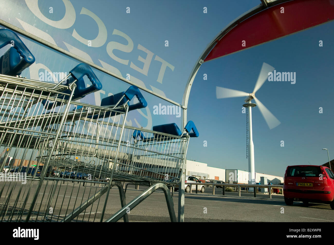 Tesco supermarket green initiative featuring a Gazelle wind turbine ...