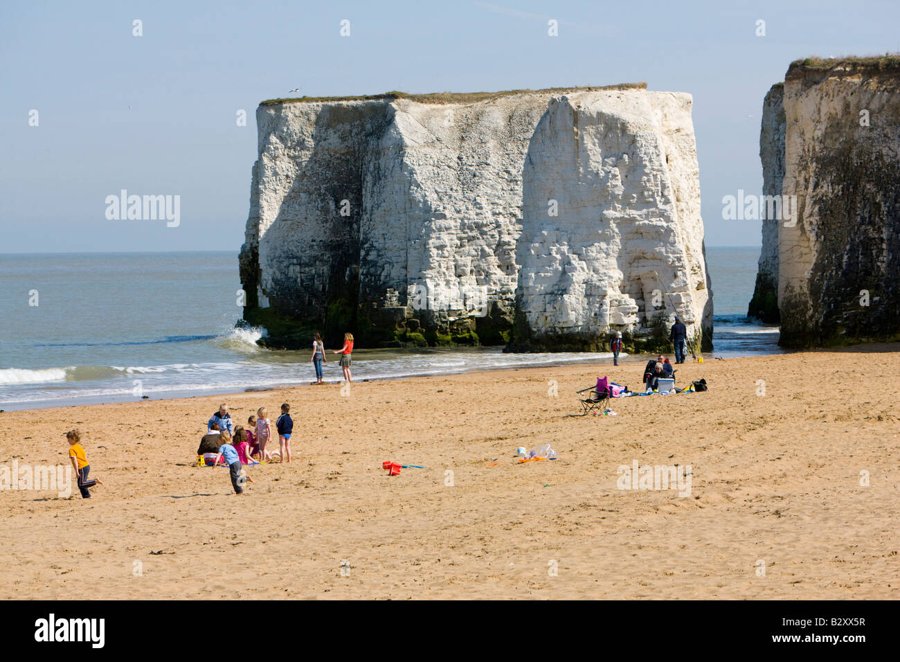 Chalk stacks in the beautiful Botany Bay near Margate in Kent Stock ...