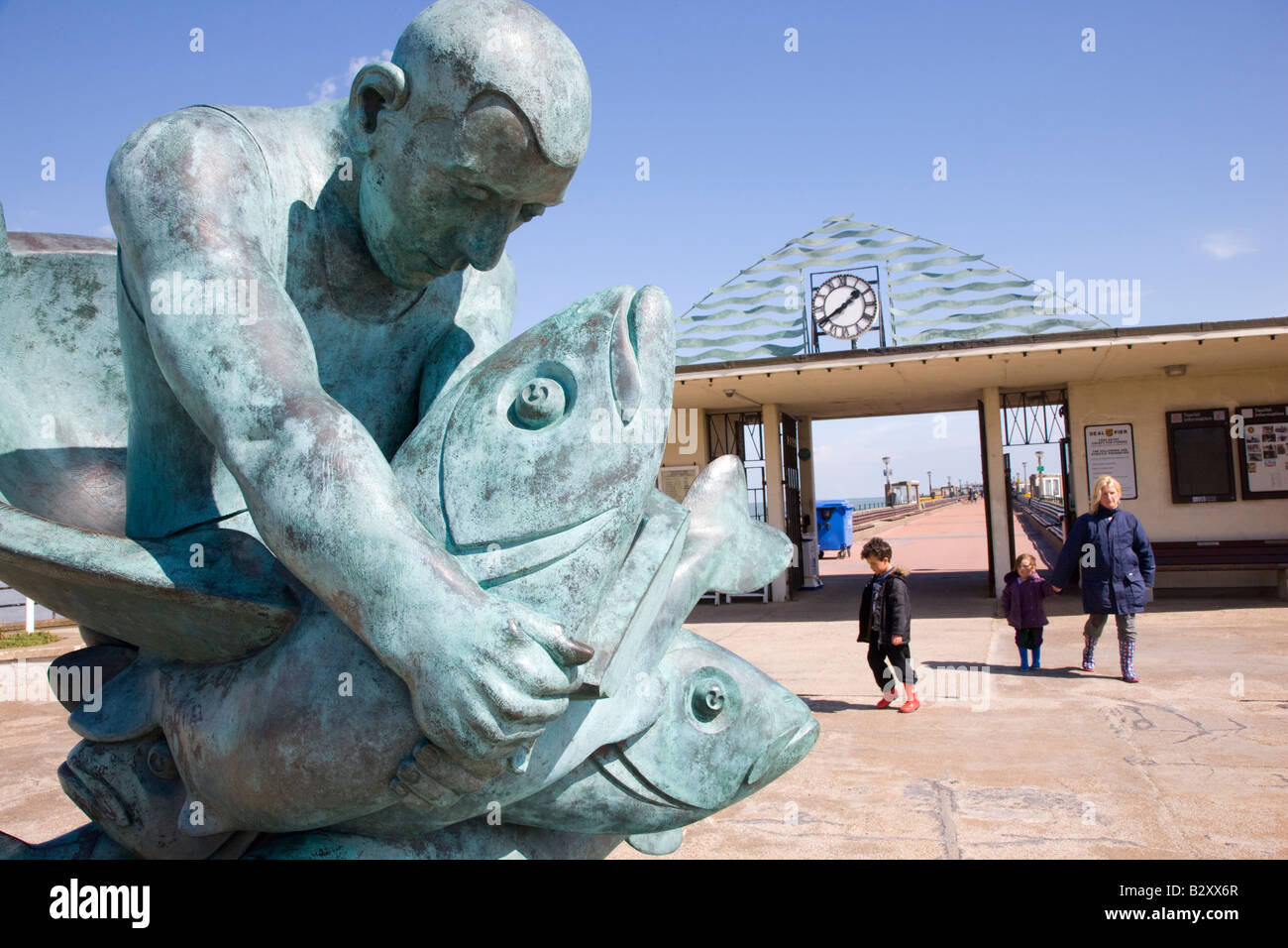 Bronze statue at the entrance to the pier in Deal Kent Stock Photo - Alamy