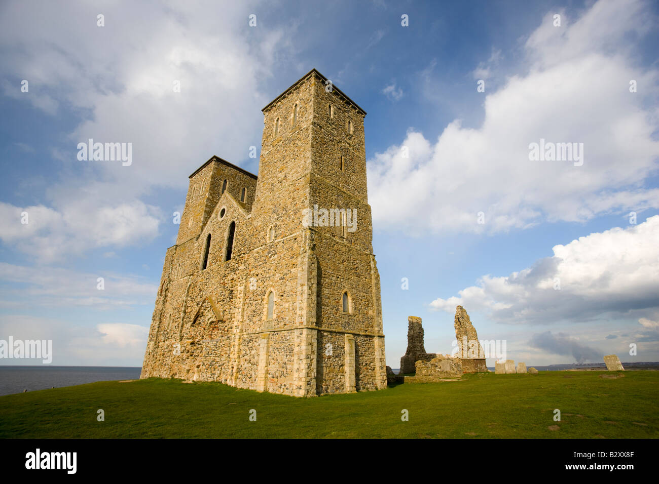 The ancient ruined church of St Mary s in Reculver Kent Stock Photo - Alamy