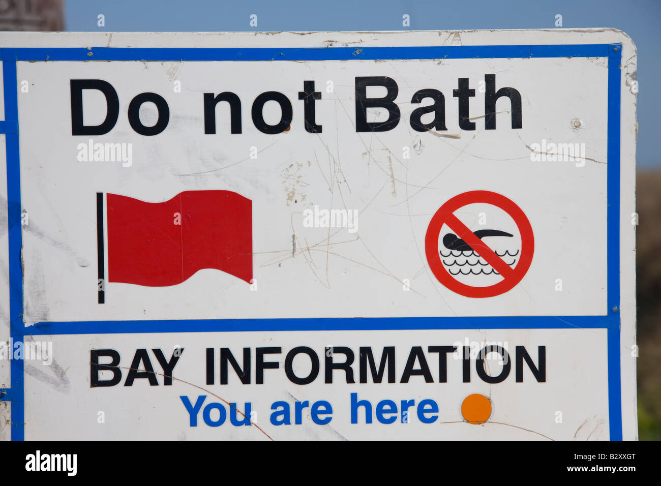 Funny sign altered to read Do not Bath Stock Photo - Alamy
