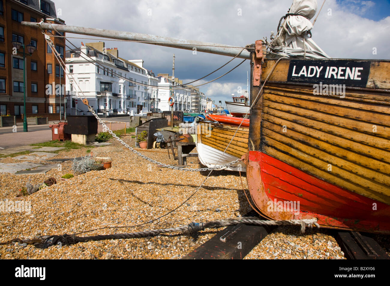 Fishing boats beached in hi-res stock photography and images - Alamy