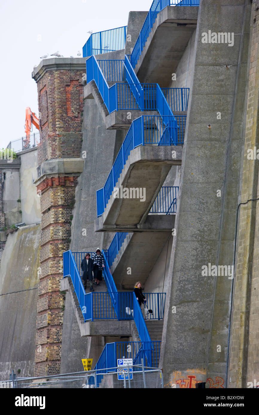 Unusual zigzag concrete steps in Ramsgate Kent Stock Photo - Alamy
