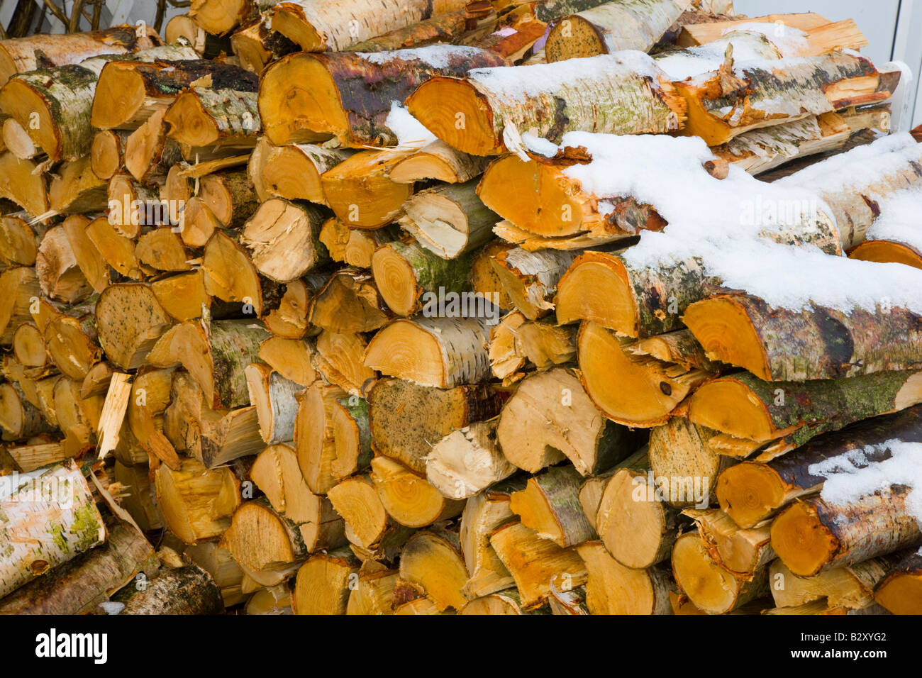Stack of firewood split and piled up ready for burning Stock Photo - Alamy