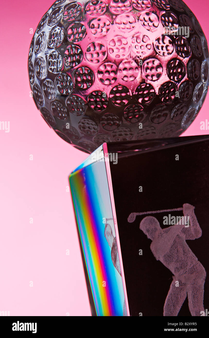 Glass golf trophy Stock Photo - Alamy