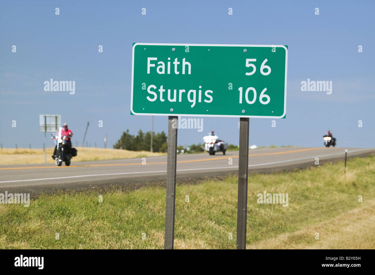 State Highway 34 with highway sign for Sturgis South Dakota Stock Photo ...