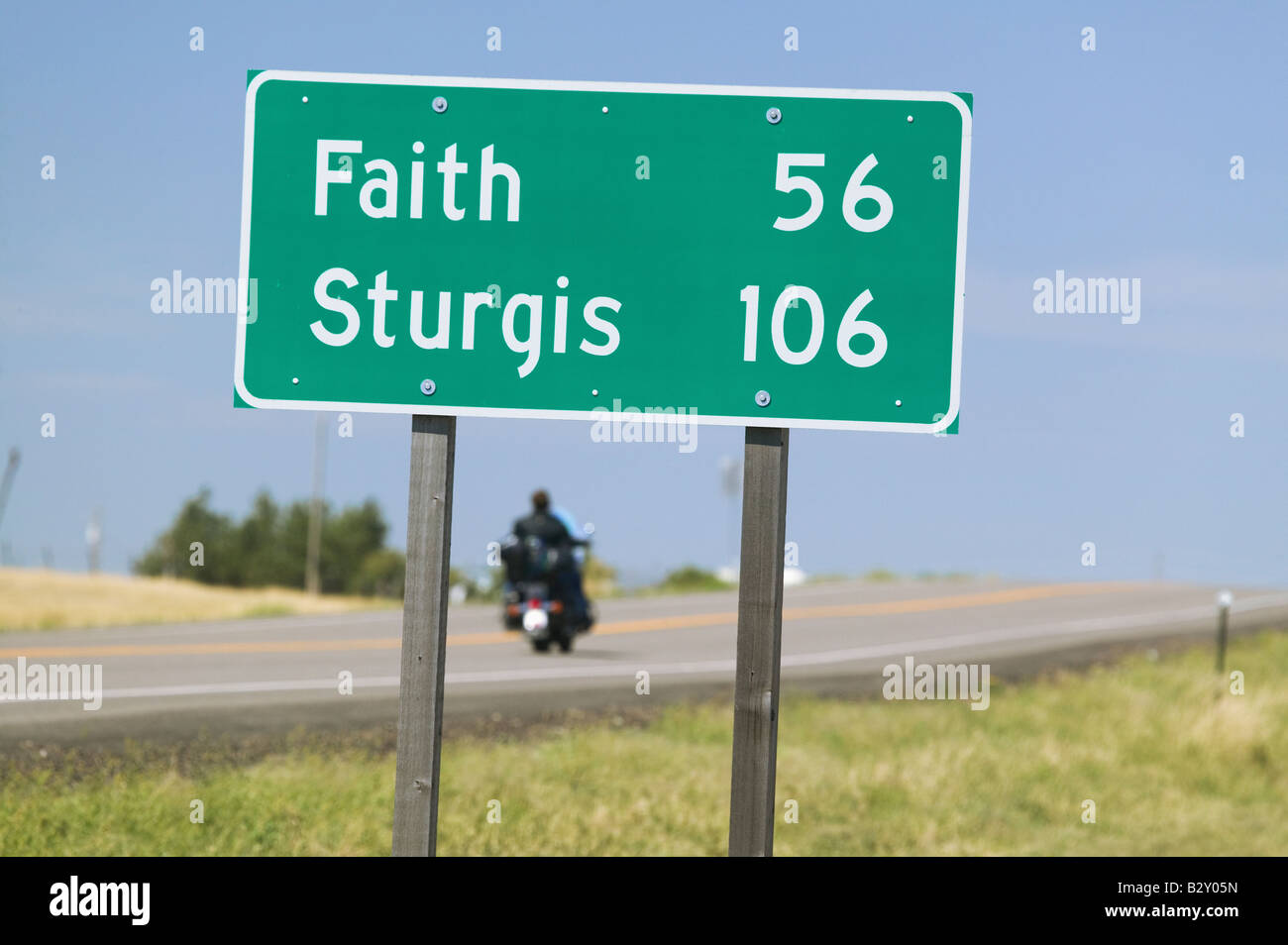 State Highway 34 with highway sign for Sturgis South Dakota Stock Photo ...