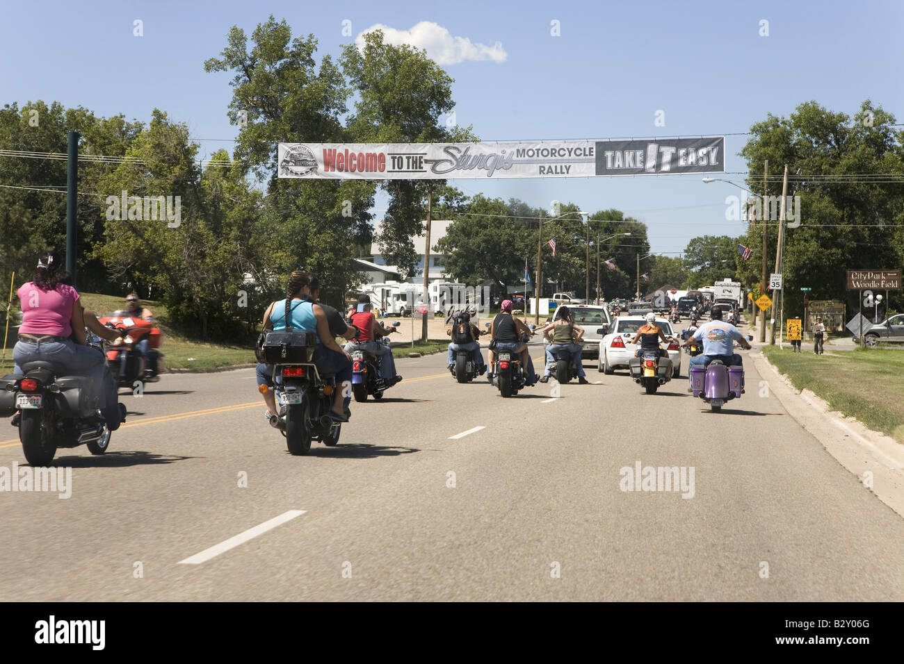 Motorcyclists on State highway 34 heading towards Sturgis South Dakota ...