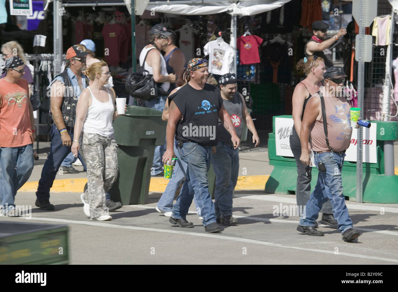 Crowds wandering Main Street of Sturgis at the 67th Annual Sturgis ...