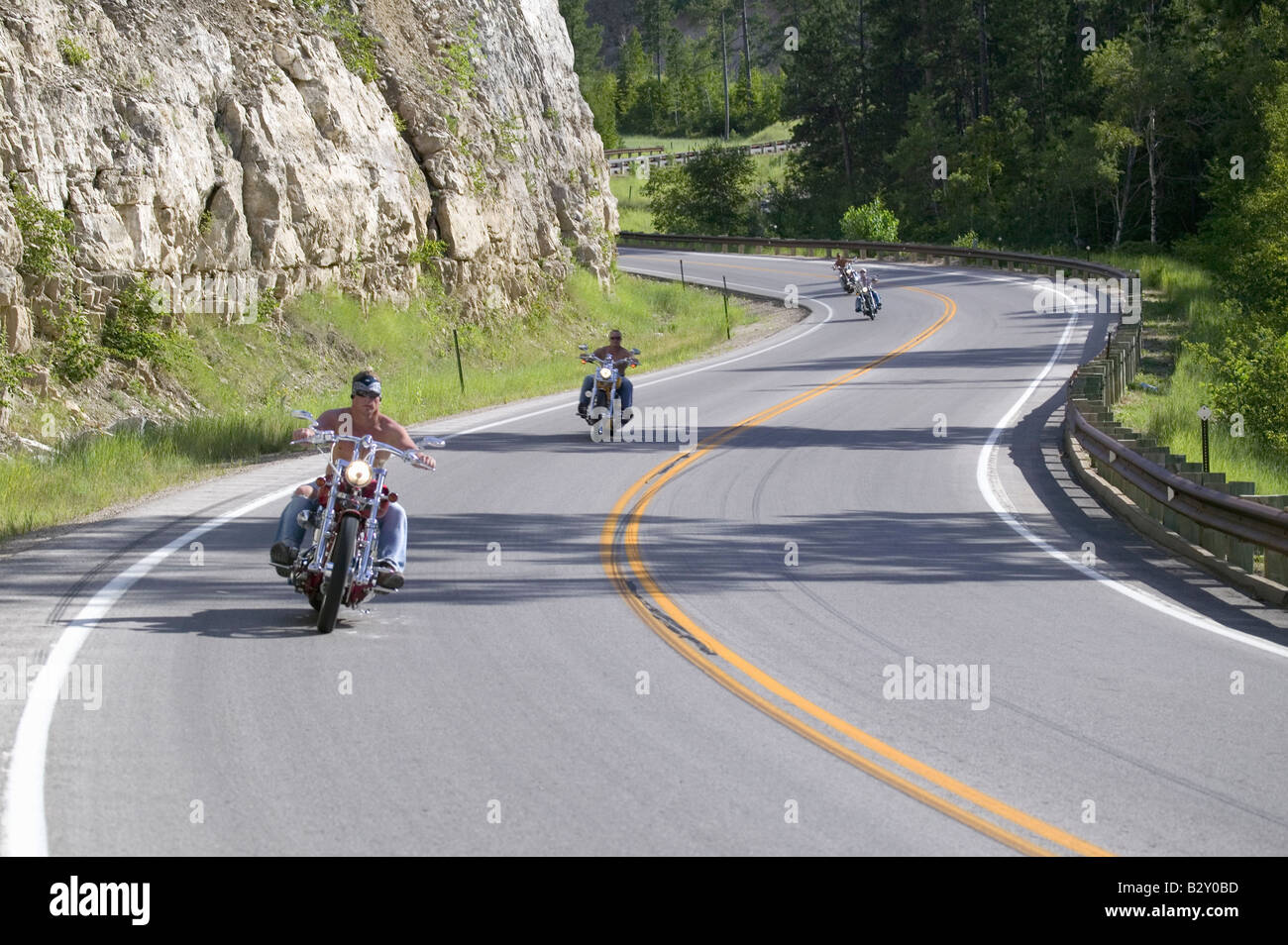 Motorcyclists driving the highways of the Black Hills during the 67th ...