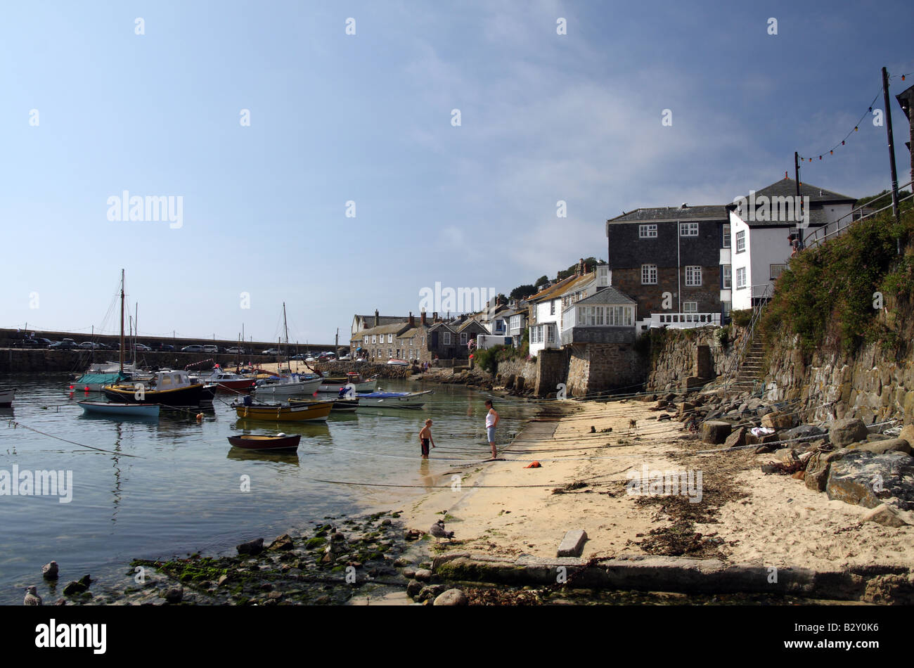 The historic fishing village of Mousehole in Cornwall in England Stock ...