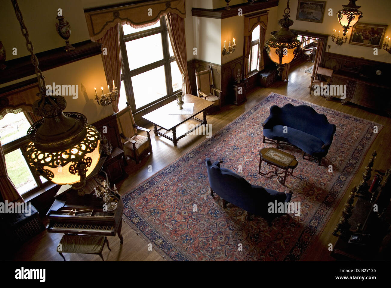 Interior view of great living room at Redstone Castle, in Redstone ...